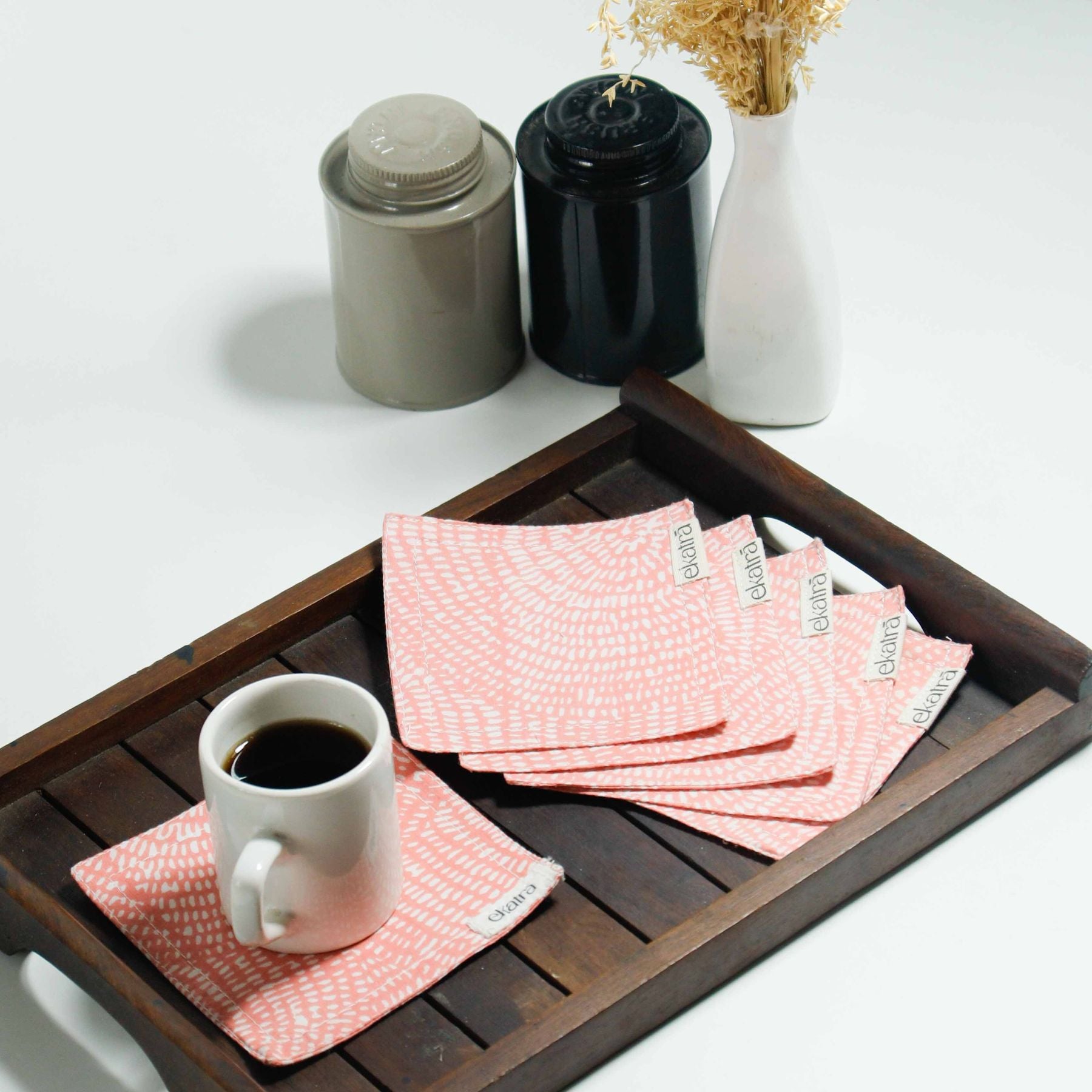 100% Cotton Sustainable Cloth Coasters by Ekatra - Set of 6 | Eco ...