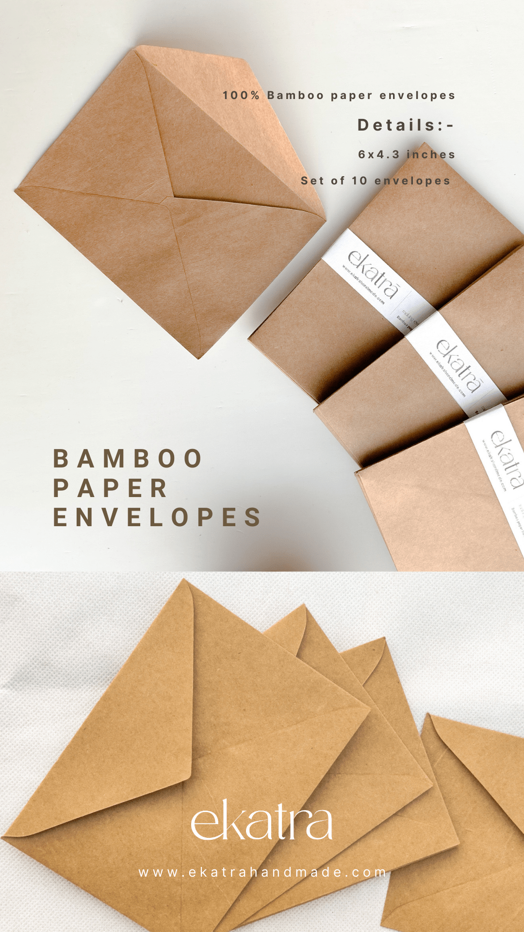Bamboo Paper Envelopes - Set of 10 | Eco-Friendly Stationery | 6x4.3 ...