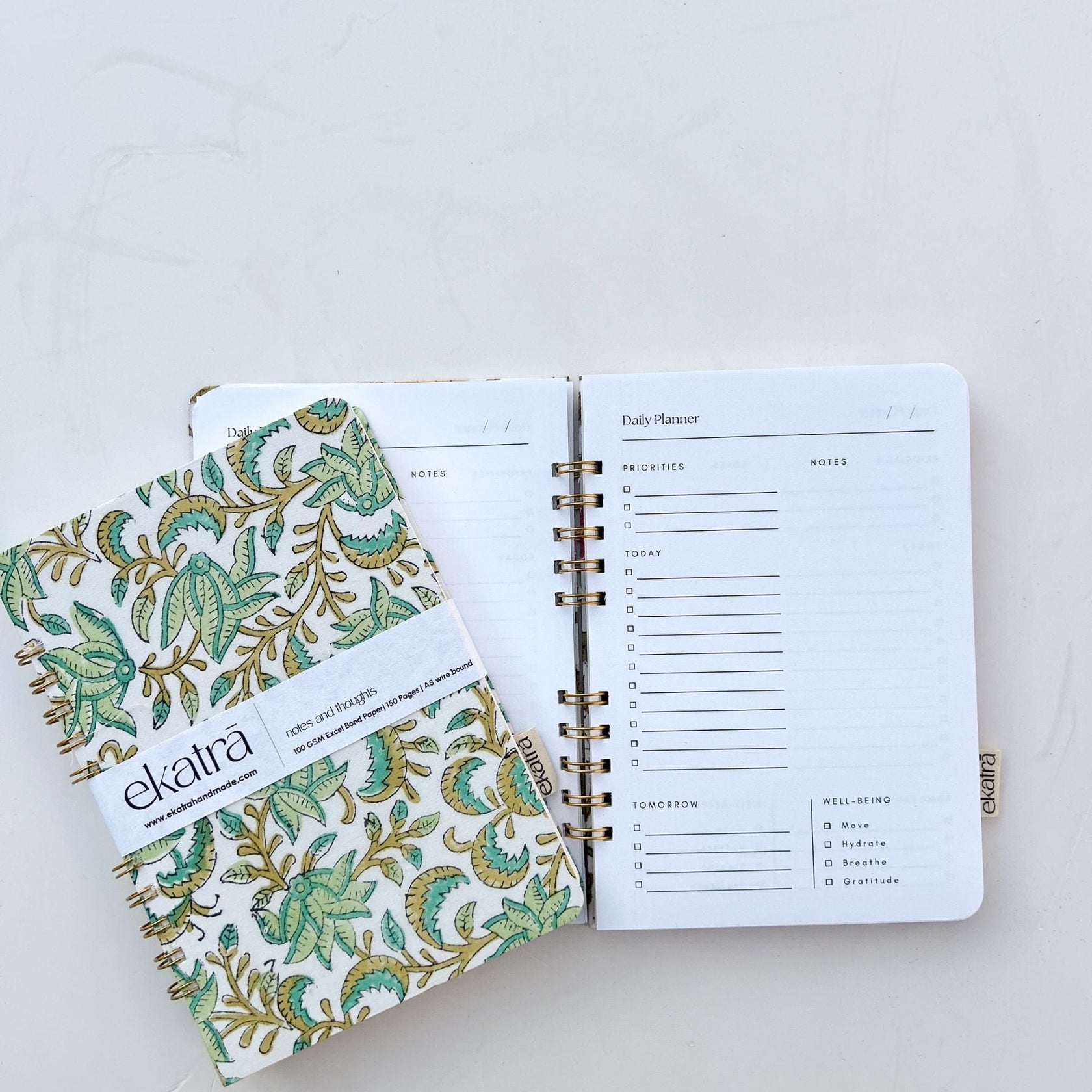 Handcrafted Daily Planner - A5 Wire Bound Journal | Printed Fabric ...